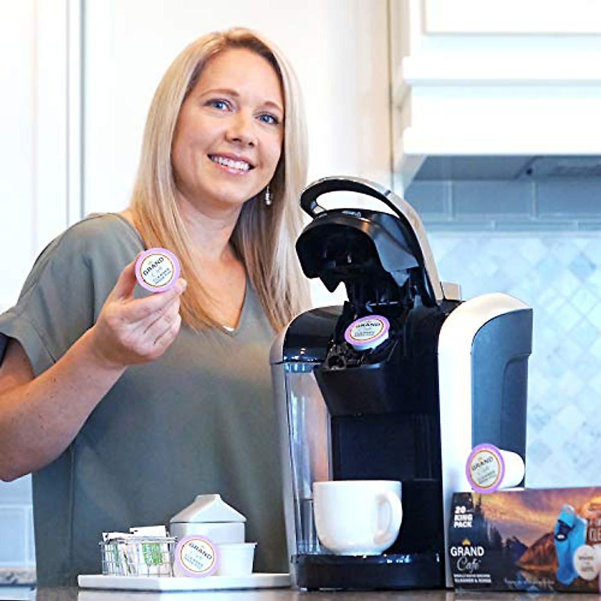 Grand Cafe - 20 Pack K-Cup Cleaner and Rinse for Keurig Single Serve Brewer Machines - 2.0 Compatible