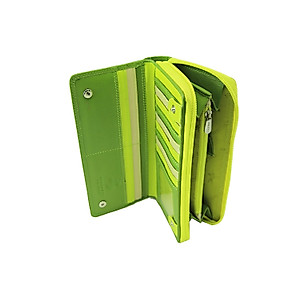 Visconti RB 55 Multi Colored Ladies Soft Leather Checkbook Wallet And Purse (Green/Yellow)