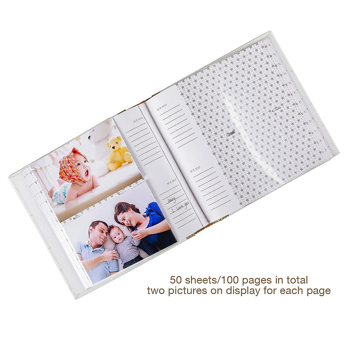 Edian Memo Photo Album 4x6 200 Photos, Family Baby Kids Cute Photo Album with Writing Space