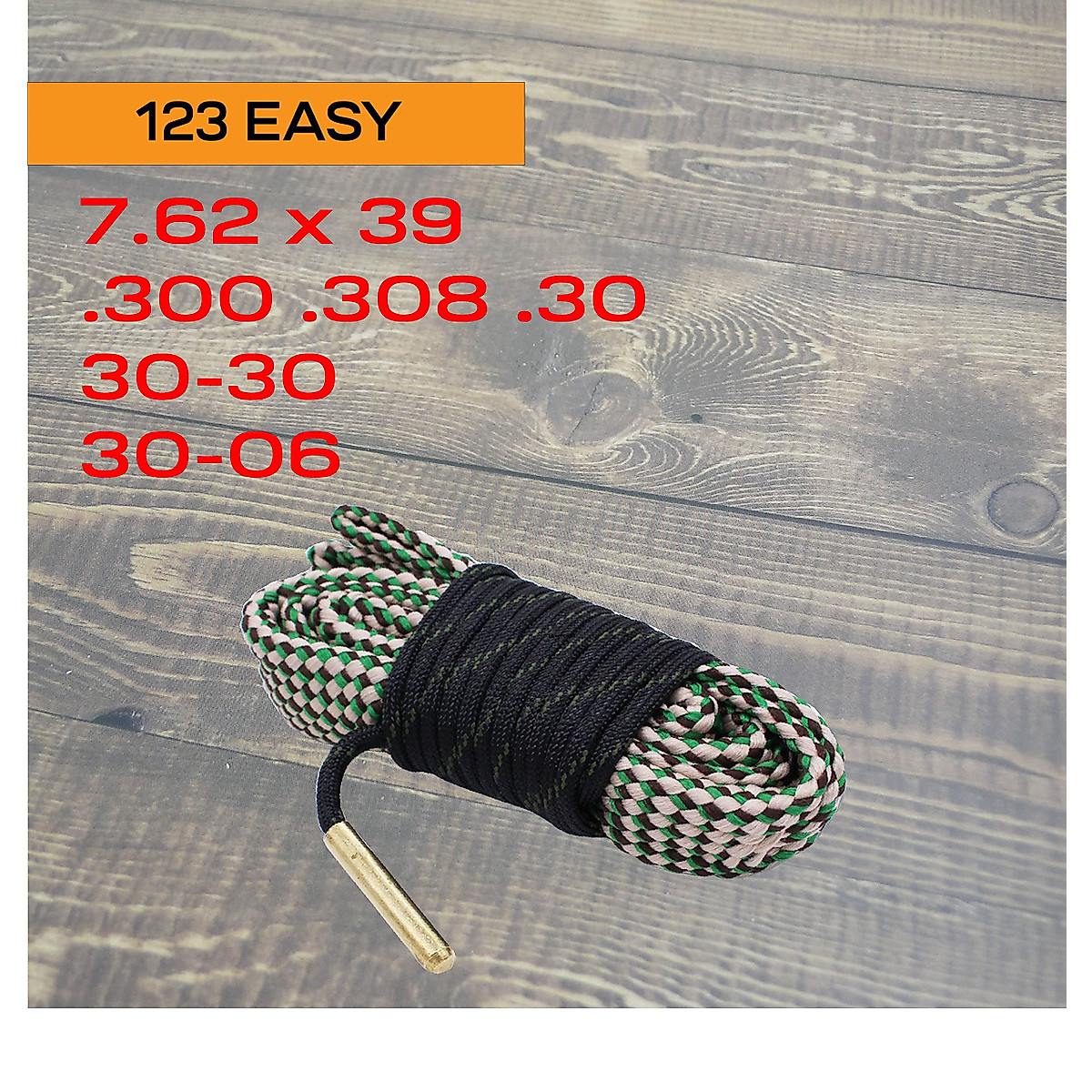 Calicob 2PCS Cleaning Snake for 7.62 .308 .300 30-30 30-06 .30 Rifle Barrel Snake Bore Rope Brush for Rifle Pistol, Easy to Use Reusable Cleaning Snakes One Pull