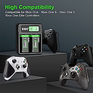 EBL Controller Rechargeable Battery Packs, 2×2800mAh Xbox One Controller Battery Packs, Rechargeable Batteries with Battery Charger for Xbox One/Xbox Series X|S, Xbox One/One S/One X/One Elite