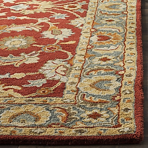 SAFAVIEH Heritage Collection 9' x 12' Red/Blue HG403A Handmade Traditional Oriental Premium Wool Area Rug