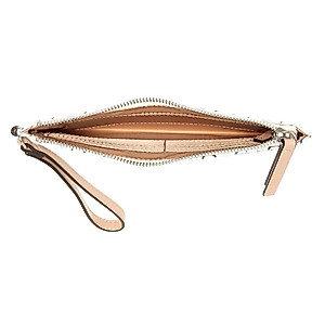 GUESS Women's Pastel Rainbow Logo Large Zip Wristlet Wallet Clutch Bag - White Multi