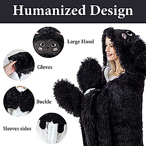 VK Living Wearable Blanket Hoodie Cat Wearable Hooded Blanket Adult, Sherpa Fleece Wearable Blanket, Super Soft Warm Fuzzy Oversized Wearable Hooded Blanket for Sofa Bed Camping