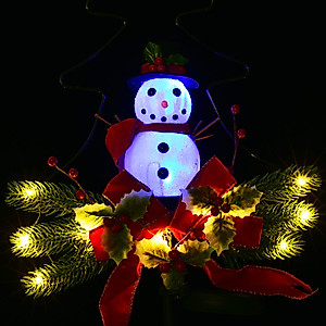 Doingart Outdoor Solar Light Christmas Decorations, Snowman Christmas Light with Faux Red Berry, Foliage Accents Garden Decor Stakes