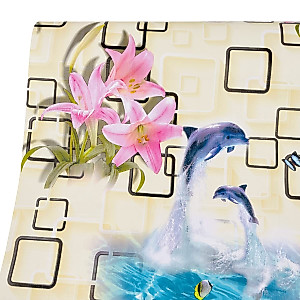 Yifasy Yellow Cabinet Liner Self-Adhesive Shelf Drawer Paper Dolphin Lily Flower Decor Furniture Storage Tower Unit Accent Table 118x17.7 Inch