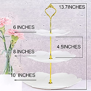 4 Packs 3 Tier Cupcake Stand Plastic Macaroon Stand Round Plastic Dessert Display Serving Tray Reusable Tea Party Stand for Wedding Birthday Tea Party(White, Pink)