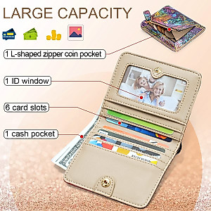 APHISON Womens Wallet, Slim Small Wallet for Women RFID Wallet Women Cartoon Microfiber Leather with ID Credit Card Holder Zipper Coin Pocket Bifold Compact Wallet Cat