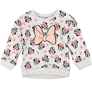 Disney Minnie Mouse Infant Baby Girls Pullover Fleece Sweatshirt and Leggings Outfit Set Light Grey/Pink 18 Months
