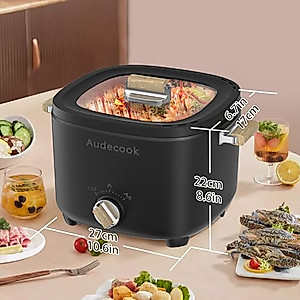 Audecook Hot Pot Electric, 2.5L Portable Nonstick Multicooker, Shabu-Shabu Pot, Travel Electric Skillet with Dual Power Temperature Control for Noodles/Soup/Egg/Steak/Oatmeal/Porridge(Black)