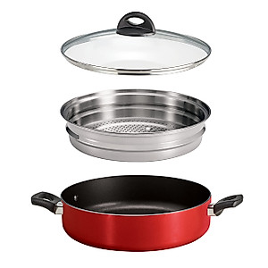 Tramontina 4 Qt Covered Nonstick Pan with Steamer, 80149/134DS