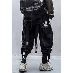 Niepce Inc Men's Japanese Streetwear Techwear Cargo Pants (Medium) Black