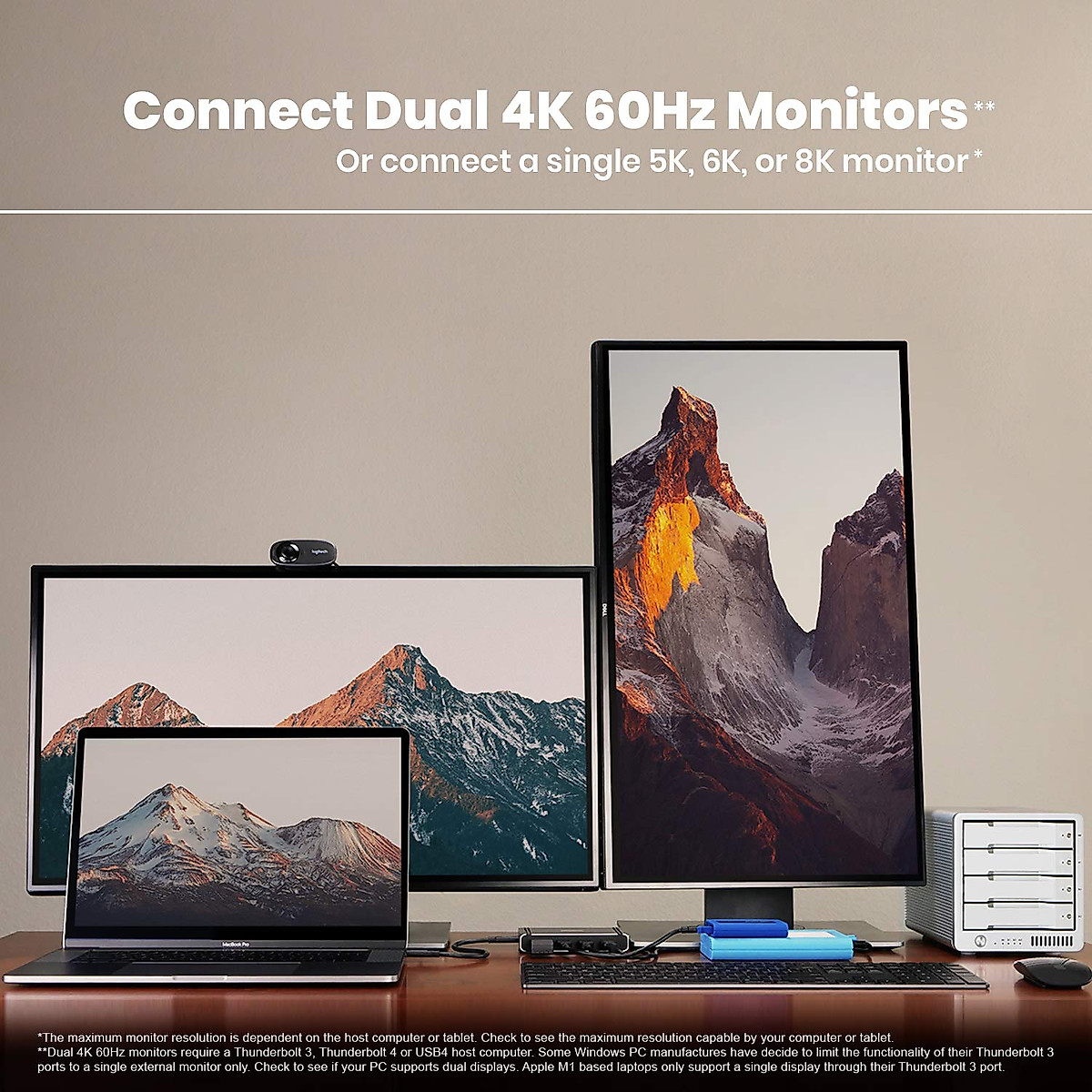 CalDigit Thunderbolt 4 Element Universal Multi-Port Hub with USB-C to HDMI 2.0b Adapter - 4X Thunderbolt 4/USB4 Ports, 4X USB 3.2 Gen2 10Gb/s Ports, Single display up to 8K or Dual 4K 60Hz Displays, 6