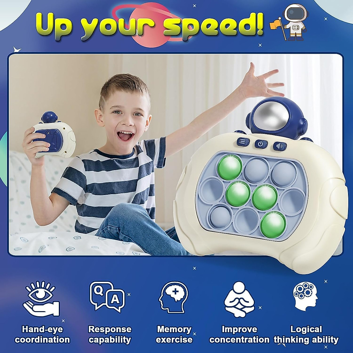 Quick Push Bubble Competitive Game Console Series, Pocket Handheld Games, Quick Push Game Toys, Children's Breakout Speed Push Game Machine Decompression Toy for Kids Ages 3-12 Years Old (Robot)