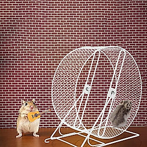 Silent Hamster Wheel, Wire Mesh Running Gerbil Wheel Toy with Iron Bracket Mute Jogging Cage Wheel for Rat Chinchilla