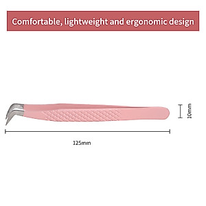 Lash Tweezers for Eyelash Extensions for Volume and Lighter Mega Volume Fans Professional Precision Stainless Steel Lash Extension Tweezers Curved Boot Angled Tips