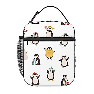 Lizinna Rportable Lunch Bag For Women/Men Insulated,Funny Polar Penguin Having Fun,Insulatedreusable Lunch Box For Office Work School Picnic Beach,Leakproof Cooler Tote Bag