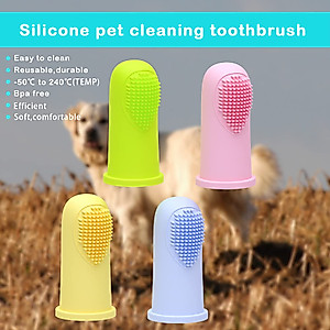 Dog Toothbrush Finger Toothbrush Set (4 Pack, with Dog Eye tears Black Chin Cleaning Tool) , Silicone Toothbrush，Soft bristles, Easy to Clean Teeth, Suitable for Dogs, Cats and Pets to use