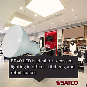 Satco S9634 11.5W BR40 LED Bulb – 2700K Warm White, 940 Lumens, 103° Beam Angle, Dimmable, Medium Base (6 LED Bulbs)