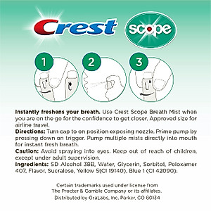 Crest Scope | One 4-Pack of Mint Breath Mist Sprays (4 Total Sprays) - 0.24 ounce (7mL) - Made in an FDA Audited USA Facility