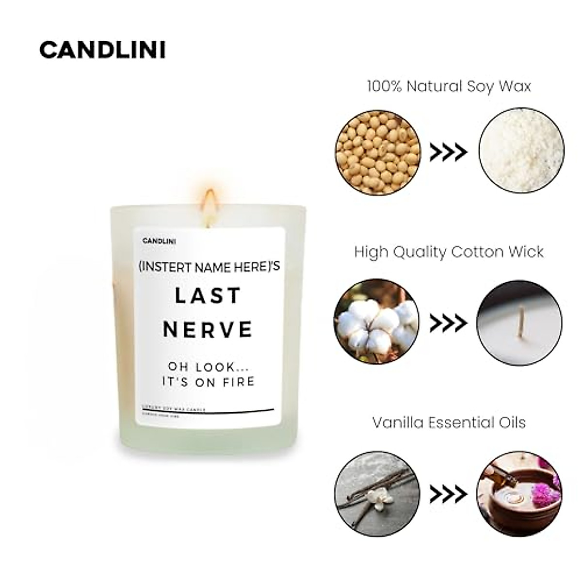Personalized Last Nerve... Oh Look It's On Fire Candle Add Any Name Gift for Women and Men | Luxury Candle Soy Vanilla Blend | Unique Personalized Birthday Gift Candles for Moms, Dads