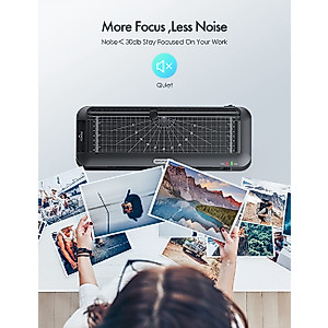 SINOPUREN Laminator Machine, 9-Inch Thermal Laminator, Personal 3-in-1 Desktop Laminating Machine Built-in Paper Trimmer Punch and Corner Rounder with 10 Pouches Sheets for Home Office School - Black