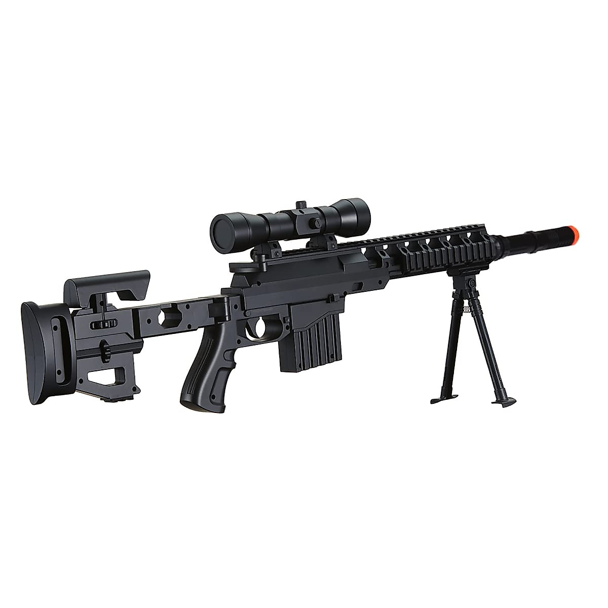 Goldenball CQB Spring ABS Airsoft Tactical Sniper Rifle Gun with Folding Stock + Flashlight + Bipod