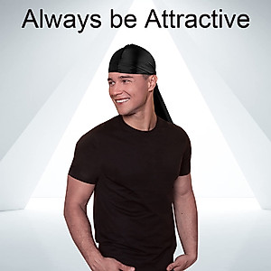 3PCS Silky Durags for Men Wave, Satin Doo Rags for 360, 540, 720 Waves (black)