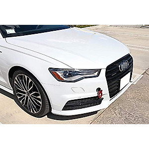 iJDMTOY Red Track Racing Style Tow Hook Ring Compatible with 2008-up Audi A4 A5 A6 A7 S4 S5 S6 S7, Made of Light Weight CNC Aluminum