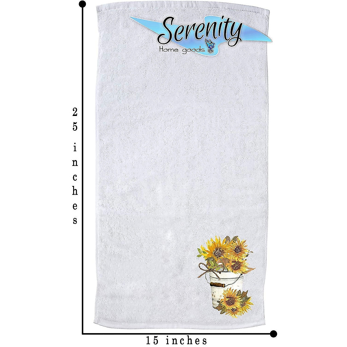 Sunflower Pail Decorative Kitchen and Bath Hand Towels | Rustic Tea Rag | Autumn Summer Fall Winter Decor | White Towel Home Holiday Decorations | XMAS Wedding Gift