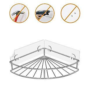 Toxz Stainless Steel Adhesive Corner Bathroom Shelf Storage Wall Shelf Organizer,Shelves for Bathroom/Kitchen,22×22×6.5cm(Ship from US!)