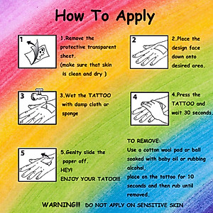 CHARLENT Glitter Rainbow Temporary Tattoos - 140 PCS Glitter Pride Tattoos Butterfly Heart Rainbow Tattoos for Pride Party Favors