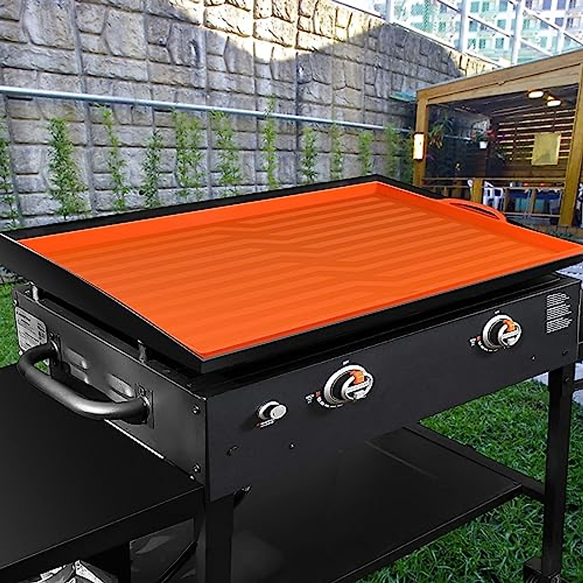 AZURAOKEY 17in/22in/28in/36in Griddle Silicone Protective Mat Cover, BBQ Griddle Heavy-Duty Food Grade Silicone Grill Mat Easy to Clean Barbecue Cover Cooking Accessory