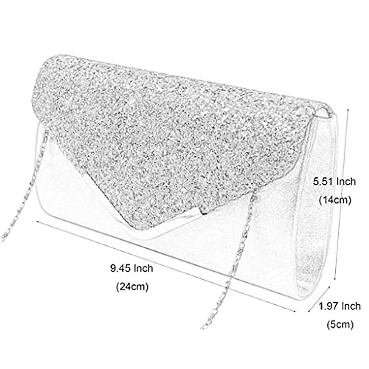 LKESWLE Leather Sparkling Evening Clutch Purse Women Designer Handbag Wedding Party Women Evening Handbag Bridal Clutch Bag (Color : Silver)