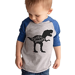 7 ate 9 Apparel Boy's Brother Dinosaur Blue Raglan Tee 18 Months