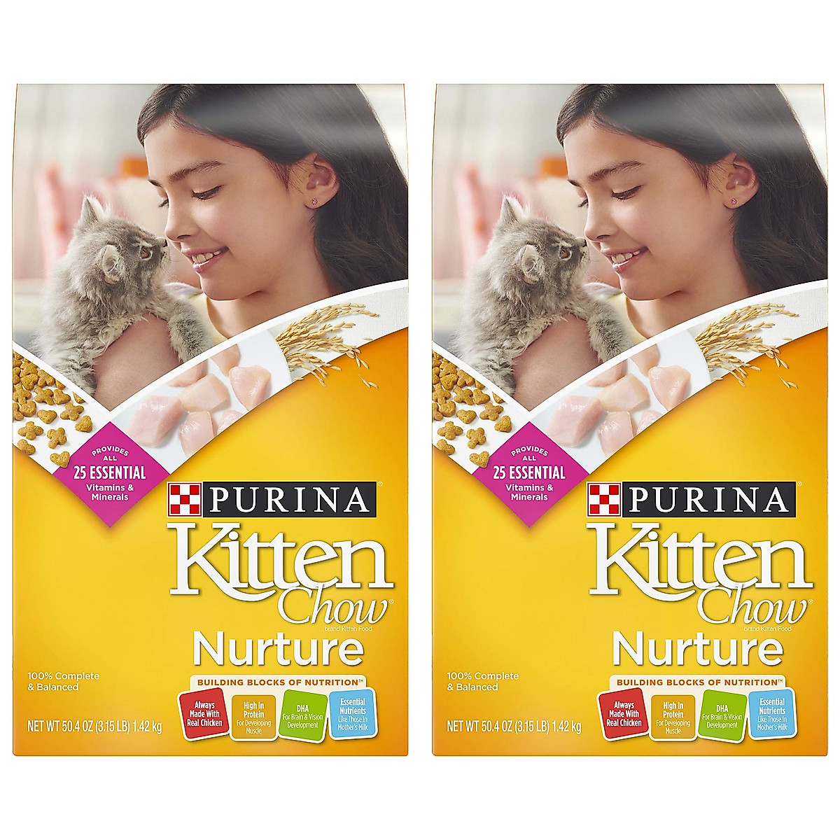 Purina Kitten Chow Nurture Kitten Dry Cat Food, 3.15 LB (Pack of 2)