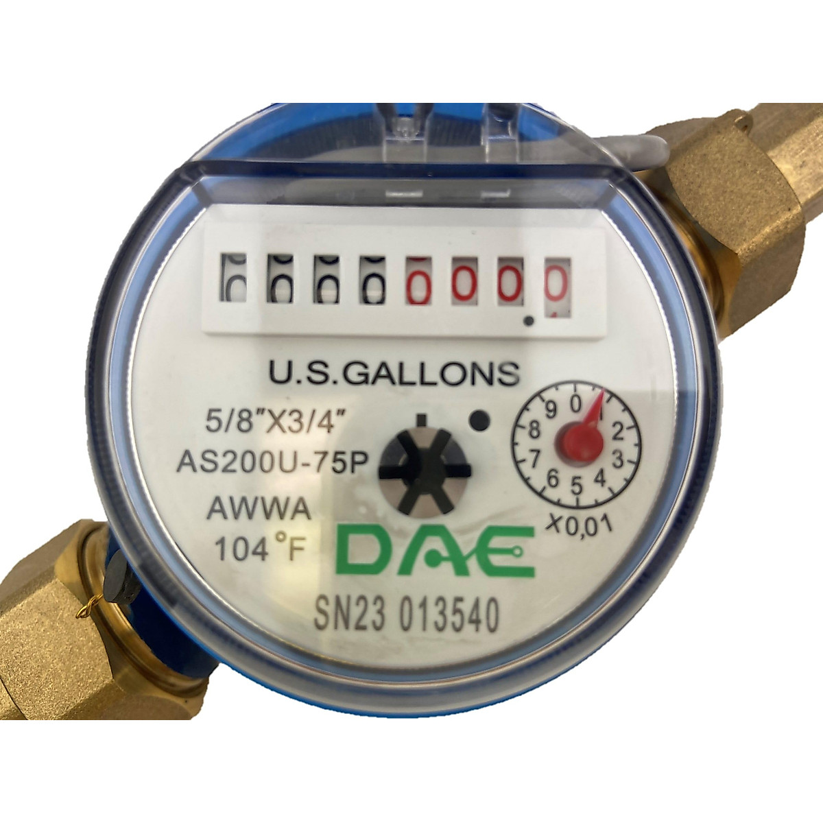 DAE AS200U-75P Water Meter with Pulse Output, 3/4" NPT Couplings, Measuring in Gallons
