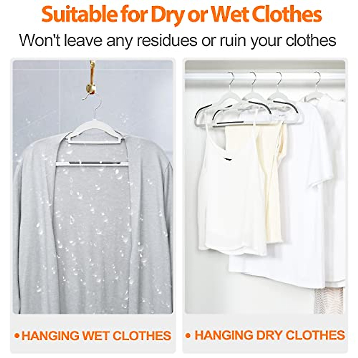 ELONG HOME Plastic Hangers 30 Pack, and 2 Pack 15" Woven Storage Basket, Hand-Knitted Baskets for Organizing