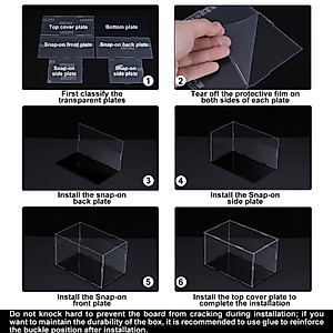 MECCANIXITY Clear Display Case, Acrylic Box Assemble Dustproof Box Showcase, 7.9x7.9x11.8inch for Collectibles, Crafts