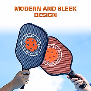 Amazin' Aces Carbon Fiber Pickleball Paddle Set in Blue and Pink - 2 Pickleball Rackets with Carbon Fiber Face and Polymer Core, 4 Outdoor Balls, and 1 Carry Bag