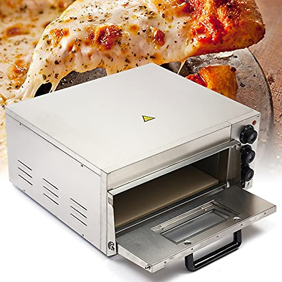 Single Deck Pizza Oven, Electric Pizza Maker, Stainless Steel Baking Oven With Dedicated Pizza Drawer, Cake Bread Making Machine Toaster For Commercial Home Baking, 110V 2000W