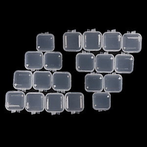 Diarypiece 20 Pcs/set Plastic Jewelry Box Organizer Storage Cases, Mini Clear Bead Container