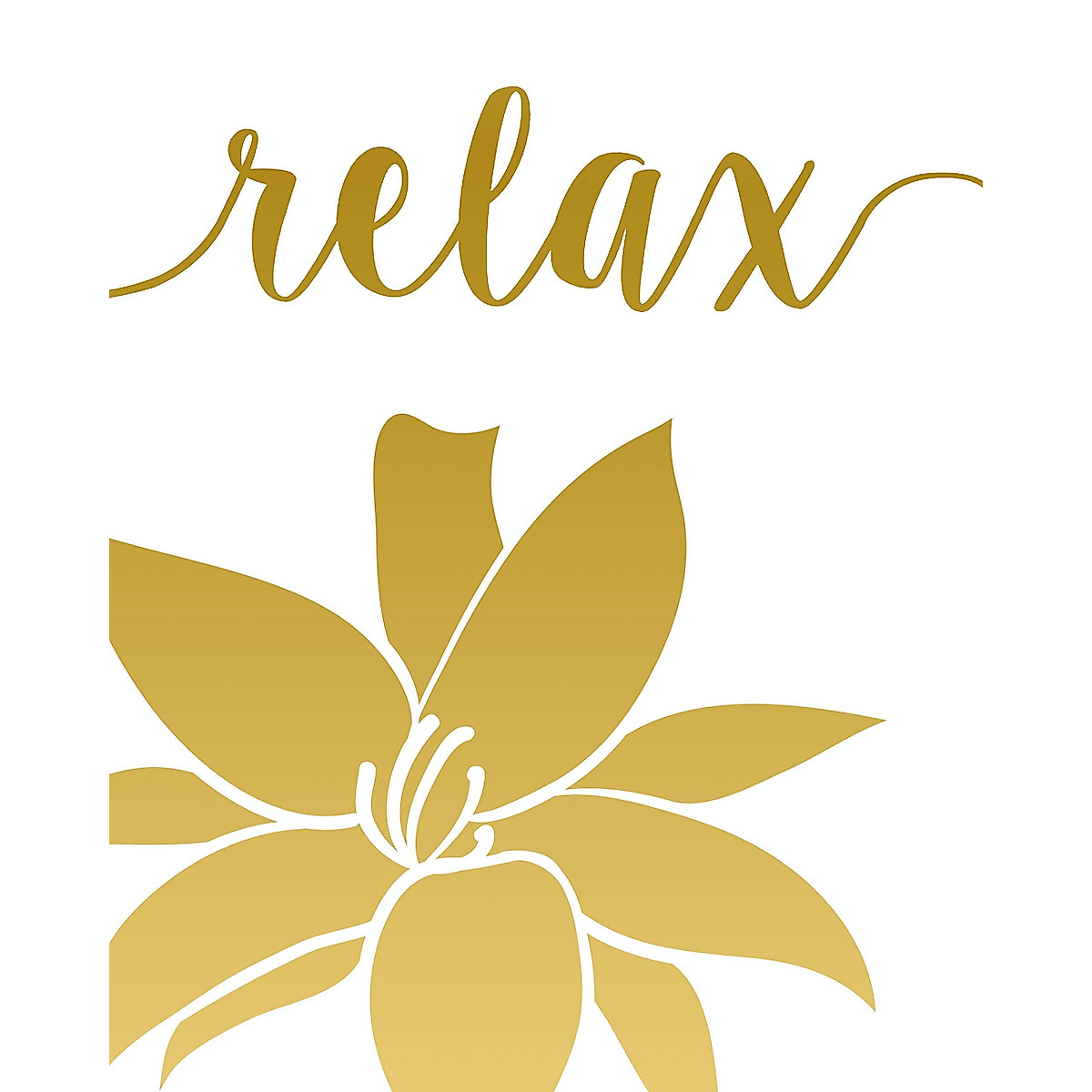 Simple Relax Soak Unwind Breathe Gold Blend Floral Prints, 4 (8x10) Unframed Photos, Wall Art Decor Gifts for Home Office Salon Lounge Bathroom School College Student Coach Yoga Garden Flowers Fan