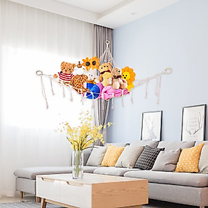 SRYTXGH Stuffed Animal Net or Hammock, Toy Hammock Macrame, Toy Organizer Storage Net, Display Holder Net for Boho Girl Nursery Playroom Bedroom