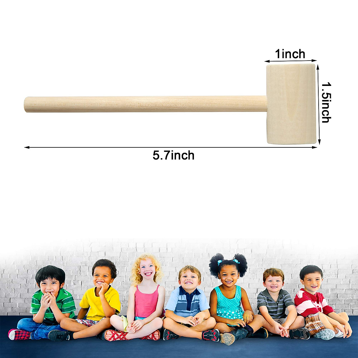 MGTECH 36 Pieces Mini Wooden Toy Hammers for Kids, Natural Wood Crab Seafood Mallets