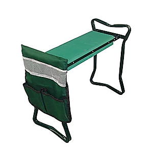 MTB Heavy Duty Folding Garden Kneeler and Seat for Weeding and Portable Garden Stool Seat with Bonus Tool Pouch, EVA Kneeling Pad