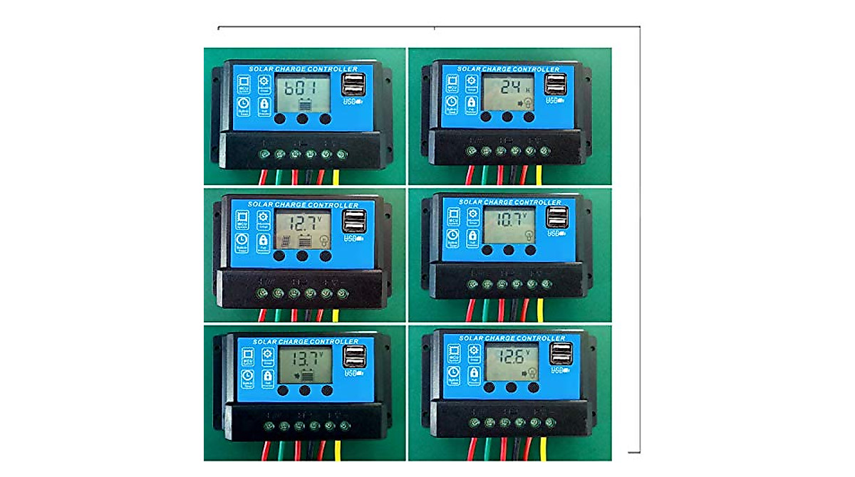 GCSOAR PWM Solar Charge Controller 10A 12V 24V Auto Work Max PV Solar Panel 100W/300W Solar ...