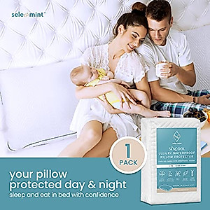 SenCool Waterproof Pillow Protector, King Size 20 x 36 inch, Hotel Quality, Premium Cooling Fabric with Breathable Gusset, Zippered Pillow Cases, Noiseless Pillow Encasement, Soft Smooth Pillow Cover