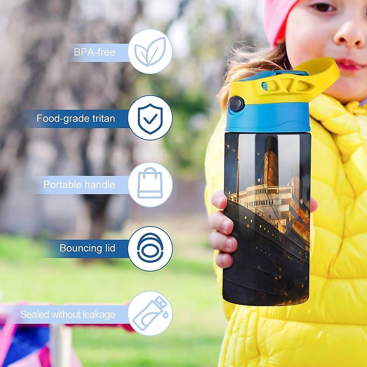 Titanic Cruise Ship Voyage Stainless Steel Water Bottle Insulated Travel Mug with Leakproof Locking Lid for Hot Or Cold Drinks 350ml