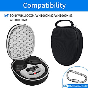 JHK Headphone Case for WH-1000XM4,WH-1000XM2,WH-1000XM3,WH-1000XM5 Wireless Noise Cancelling Headphones, Protective Hard Shell Travel Carrying Bag with Accessories Storage (for XM2/XM3/XM4)